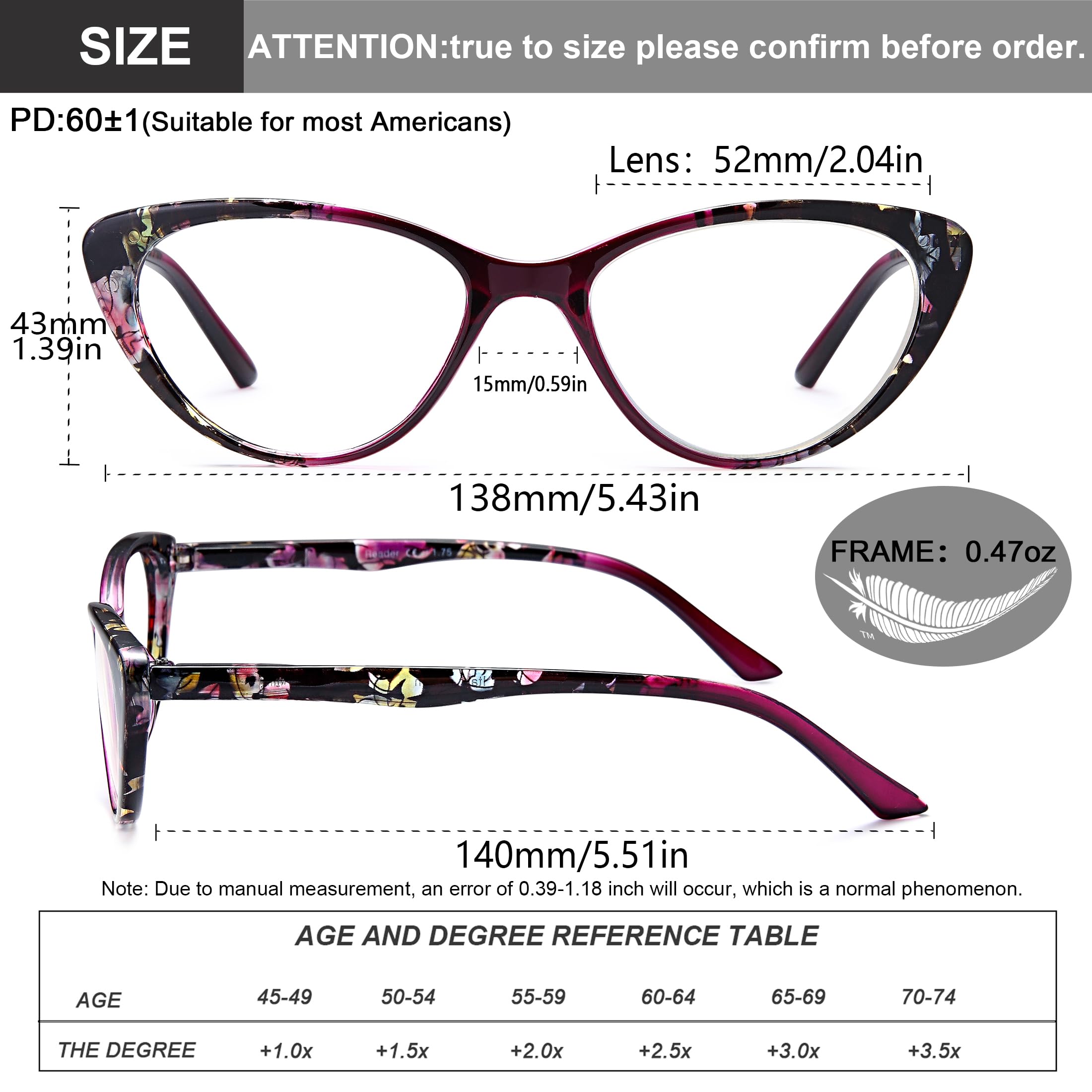 EYEURL Cat Eye Reading Glasses for Womens Set of 2 Blue Light Blocking Readers +1.75 Fashion Ladies Computer Eyeglass Spring Hinge