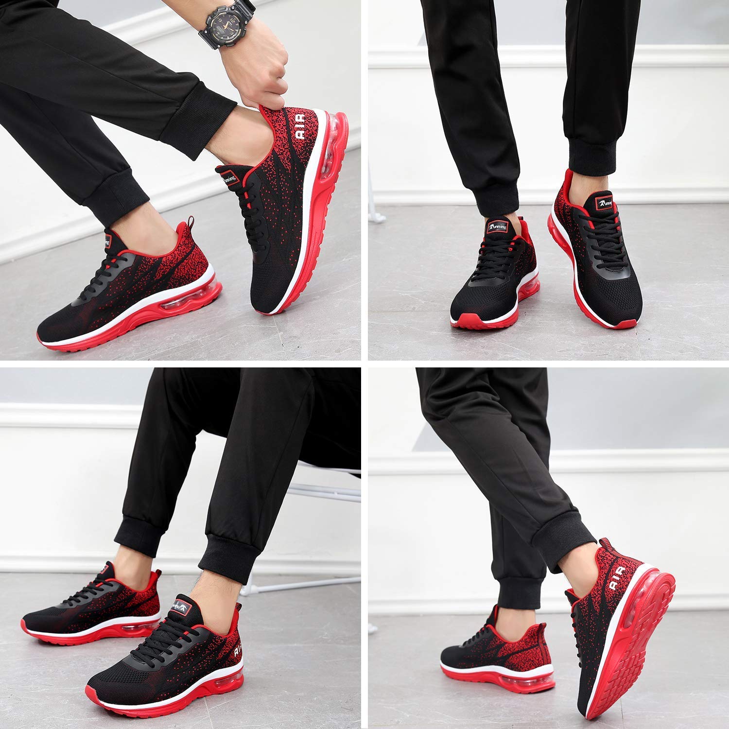 Autper Mens Air Athletic Running Tennis Shoes Lightweight Sport Gym Jogging Walking Sneakers(Redblack US 10.5)