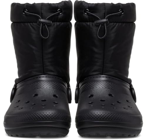 Crocs Unisex Classic Lined Neo Puff Fuzzy Winter Boots Snow Black, Numeric_9 US Women