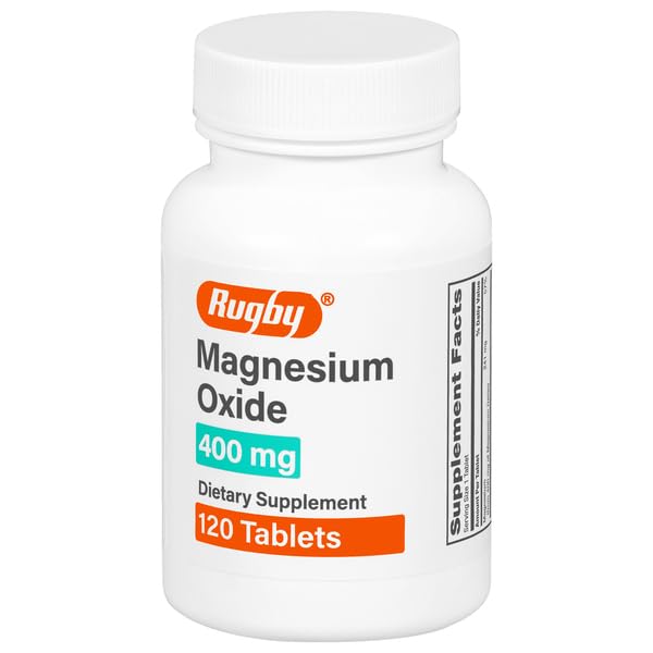 Rugby Magnesium Oxide 400 mg Tablets - Dietary Supplement - Gluten-Free - 120 Tablets