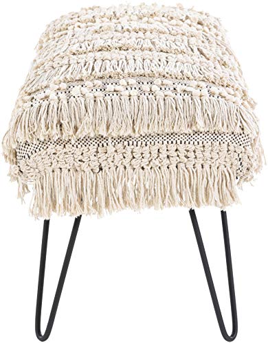 Livabliss Wellington Rustic Scandinavian Upholstered Bench,18"H x 32"W x 16"D,Cream