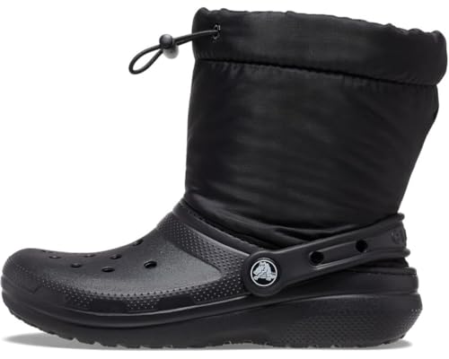 Crocs Unisex Classic Lined Neo Puff Fuzzy Winter Boots Snow Black, Numeric_9 US Women