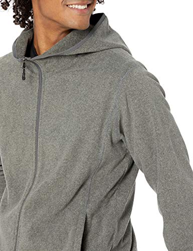 Amazon Essentials Men's Long-Sleeve Hooded Full-Zip Polar Fleece Jacket, Charcoal Heather, Large