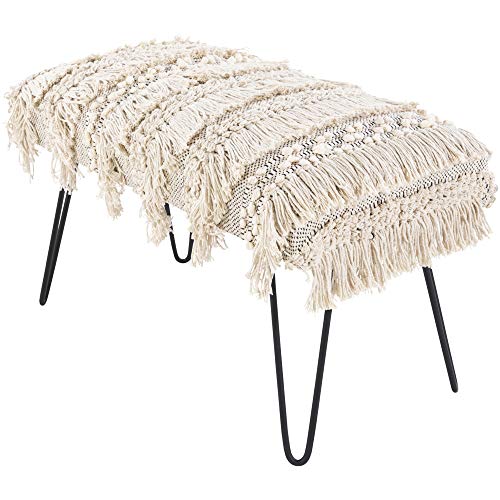 Livabliss Wellington Rustic Scandinavian Upholstered Bench,18"H x 32"W x 16"D,Cream