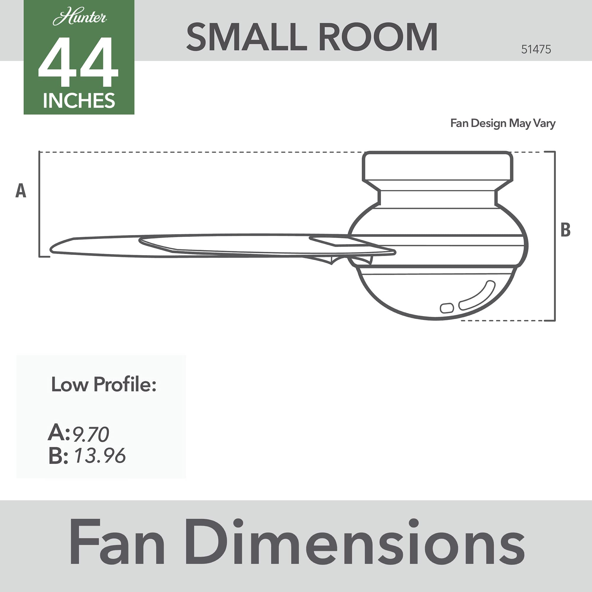 Hunter Fan Company Gilmour 44-inch Indoor/Outdoor Matte Black Casual Ceiling Fan With Bright LED Light Kit, Remote Control, Reversible WhisperWind Motor and SureSpeed Technology Included