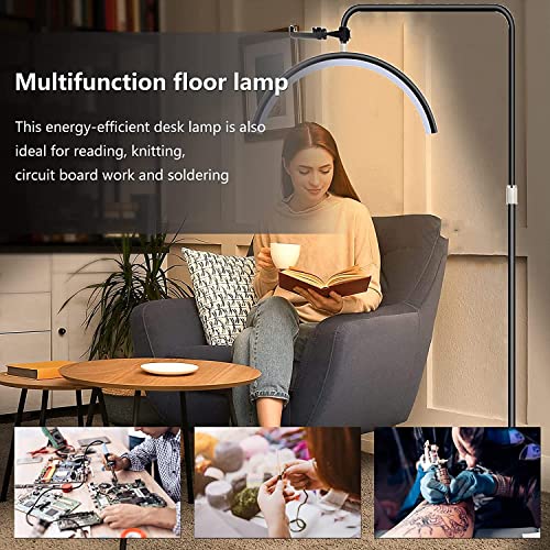 CJSGY Lash Light, LED Floor Lamp, Lash Light for Lash Extensions, Floor Lamp for Reading, Lash Lamp, Adjustable Standing Lamp with Remote, Eyelash Light, LED Half Moon Lash Light,Black