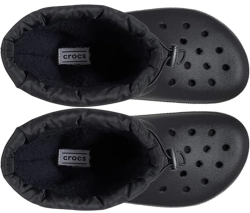 Crocs Unisex Classic Lined Neo Puff Fuzzy Winter Boots Snow Black, Numeric_9 US Women