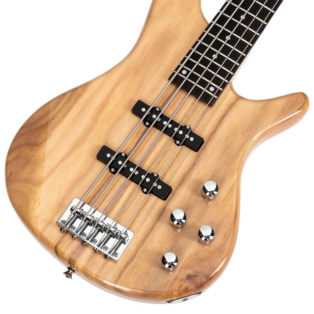 Lykos Exquisite Stylish GIB Electric 5 String Bass Guitar Full Size Bag Strap Pick Connector Wrench Tool (Burlywood)