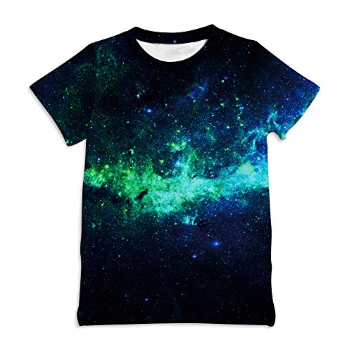 Ainuno Galaxy Shirts for Kids Big Girls Boys Graphic Tees Short Sleeve Cool Cute Top Outfits Size 10-12,Galaxy 9-10 Years Old.