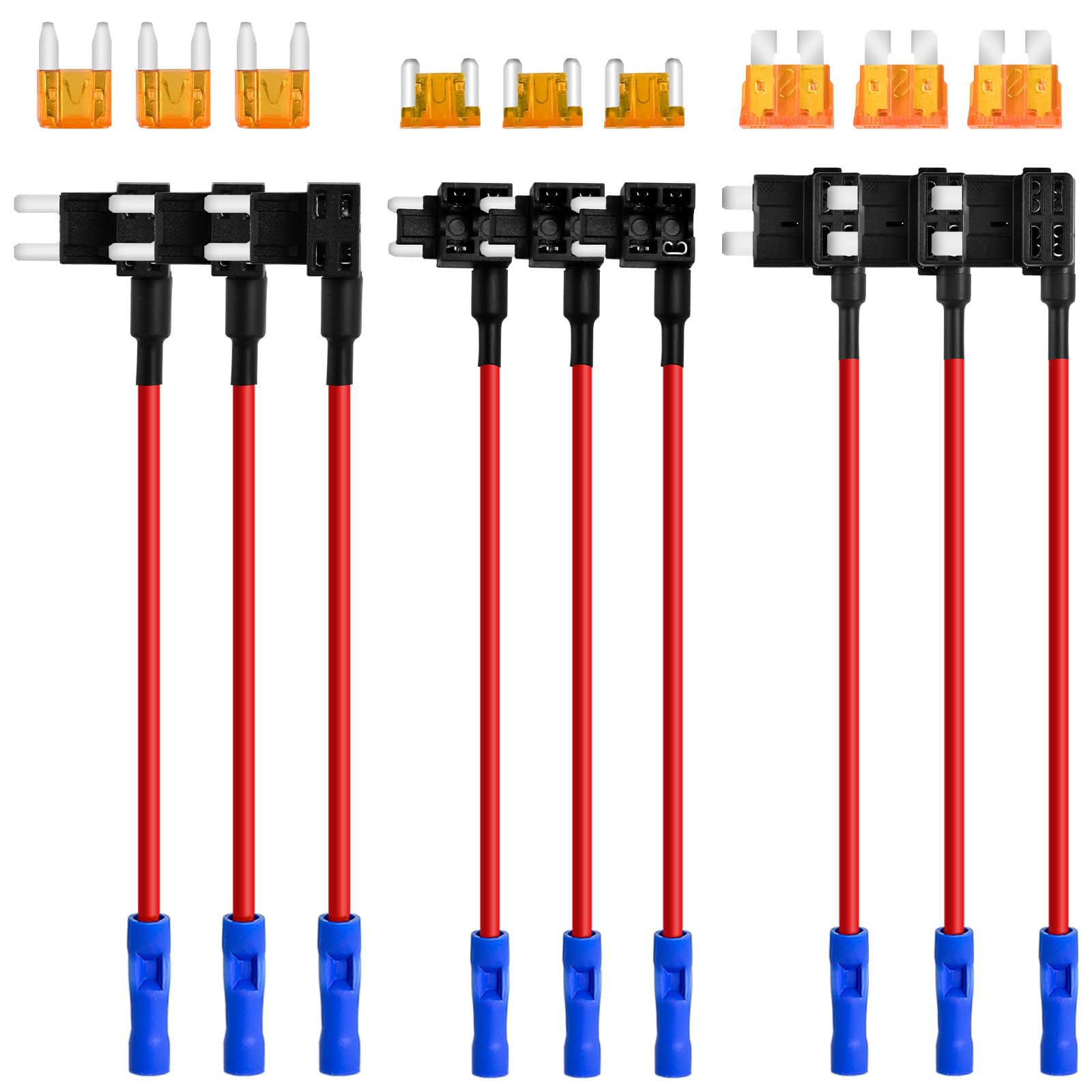 MuHize 9 Pack Fuse Taps - Upgraded Inline Add-A-Circuit Fuse Holder, Mini & Low Profile for 12V Cars, RVs