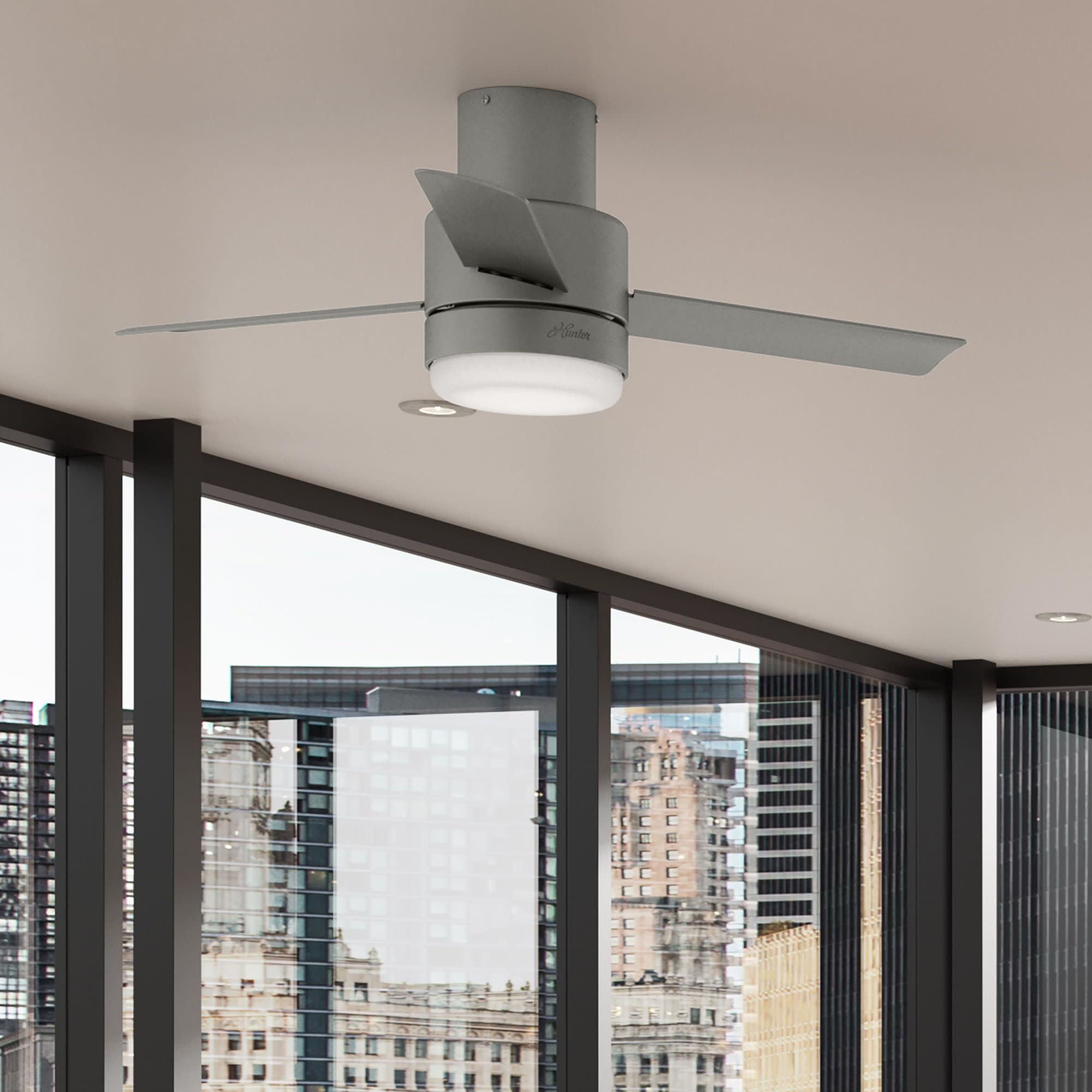 Hunter Fan Company Gilmour 44-inch Indoor/Outdoor Matte Black Casual Ceiling Fan With Bright LED Light Kit, Remote Control, Reversible WhisperWind Motor and SureSpeed Technology Included