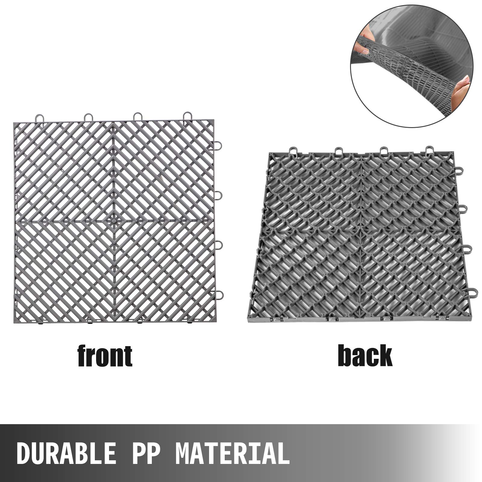 Happybuy Tiles Interlocking 25 PCS Gray, Drainage Tiles 12x12x0.5 Inches, Deck Tiles Outdoor Floor Tiles, Outdoor Interlocking Tiles, Deck Flooring for Pool Shower Bathroom Deck Patio Garage
