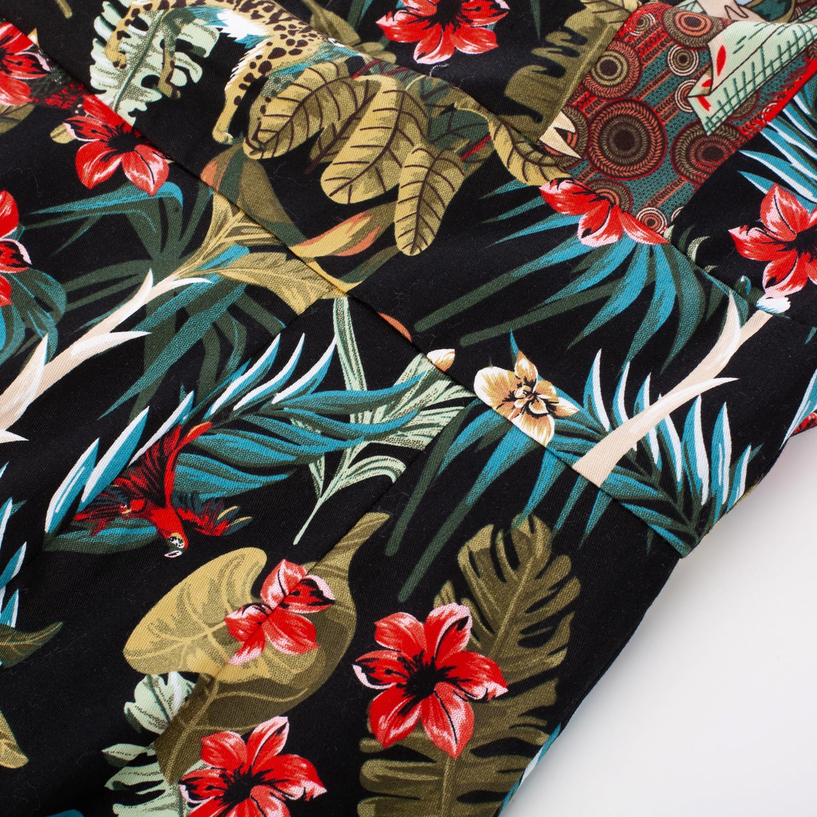 Women's 50s Vintage Printed Leaves Pencil Dress Cap Sleeve Wiggle Dress Medium