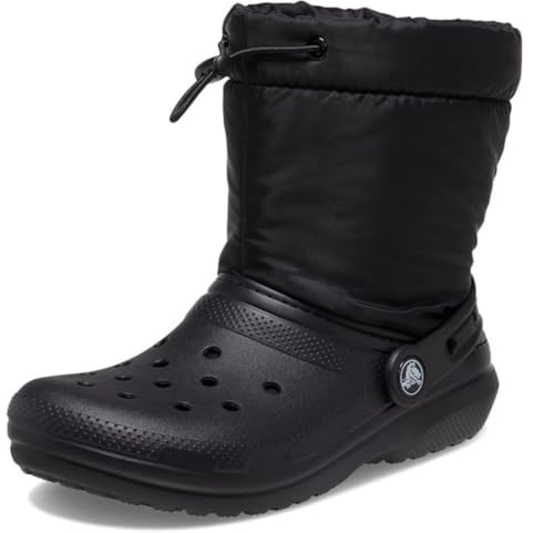 Crocs Unisex Classic Lined Neo Puff Fuzzy Winter Boots Snow Black, Numeric_9 US Women