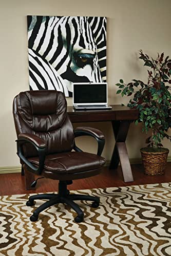 Office Star FL Series Faux Leather Manager's Adjustable Office Chair with Lumbar Support, Tilt Control, and Padded Arms, Chocolate