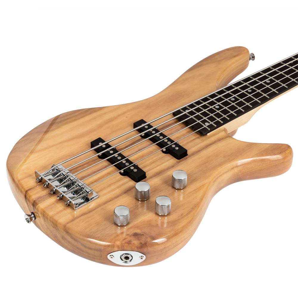 Lykos Exquisite Stylish GIB Electric 5 String Bass Guitar Full Size Bag Strap Pick Connector Wrench Tool (Burlywood)