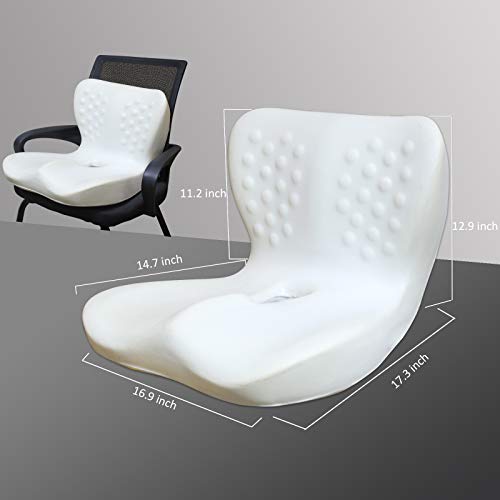 Seat Cushion Back Cushion for Office Chair/Car Coccyx Orhopedic Memory Foam Seat Cushon for Sciatica Lower Back Tailbone Pain Relief Lumbar Support - Light Grey