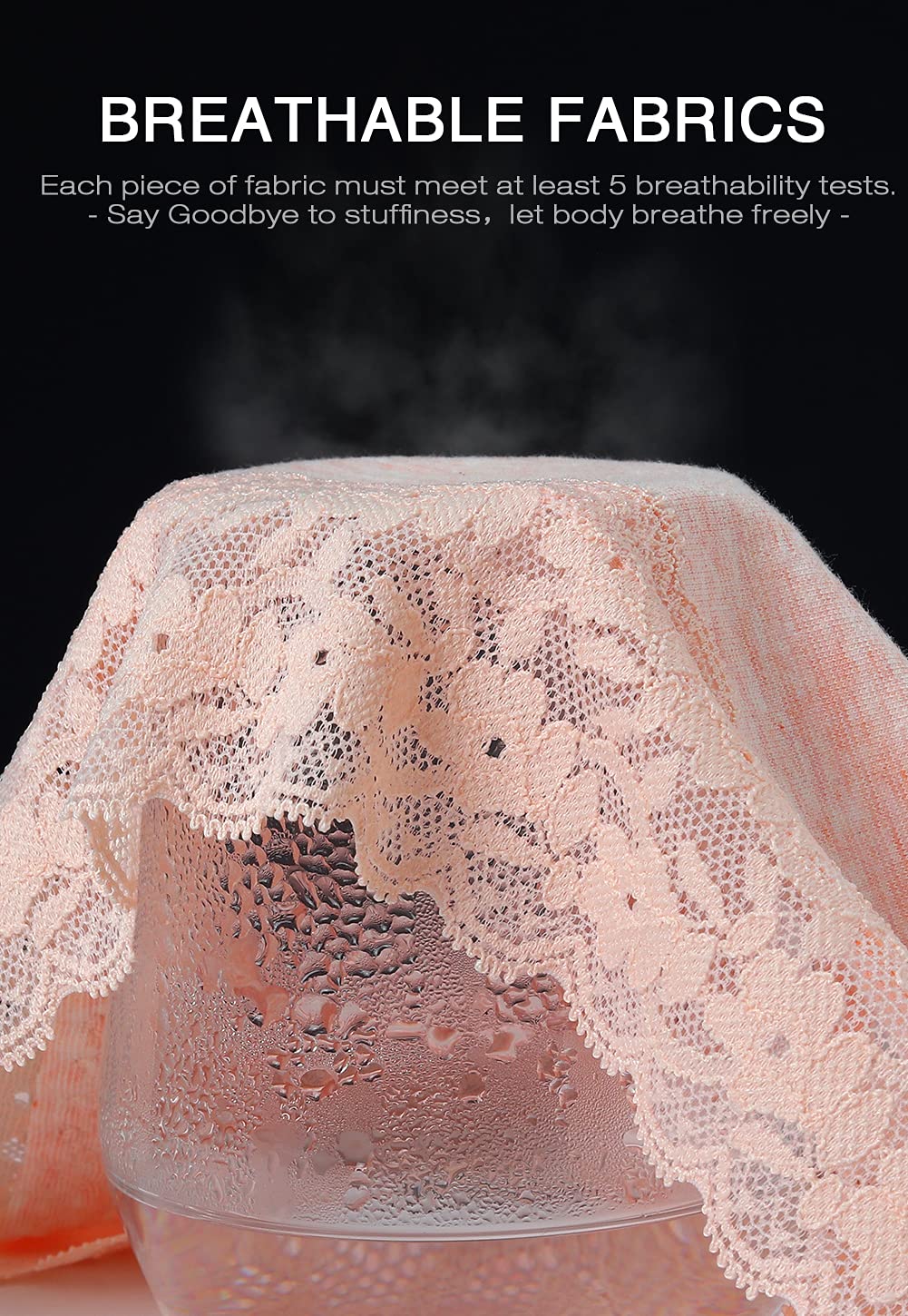 GNEPH Cotton Underwear Panties For Women, Hipster Lace Bikini Panties For Women 5 Pack(218L-Light)