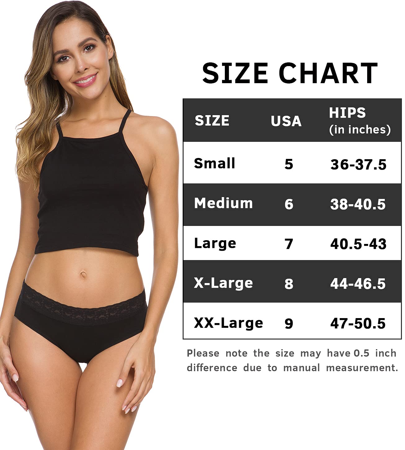 GNEPH Cotton Underwear Panties For Women, Hipster Lace Bikini Panties For Women 5 Pack(218L-Light)