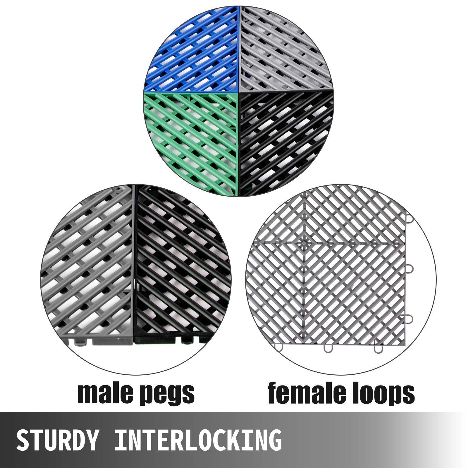 Happybuy Tiles Interlocking 25 PCS Gray, Drainage Tiles 12x12x0.5 Inches, Deck Tiles Outdoor Floor Tiles, Outdoor Interlocking Tiles, Deck Flooring for Pool Shower Bathroom Deck Patio Garage
