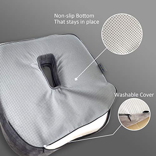 Seat Cushion Back Cushion for Office Chair/Car Coccyx Orhopedic Memory Foam Seat Cushon for Sciatica Lower Back Tailbone Pain Relief Lumbar Support - Light Grey