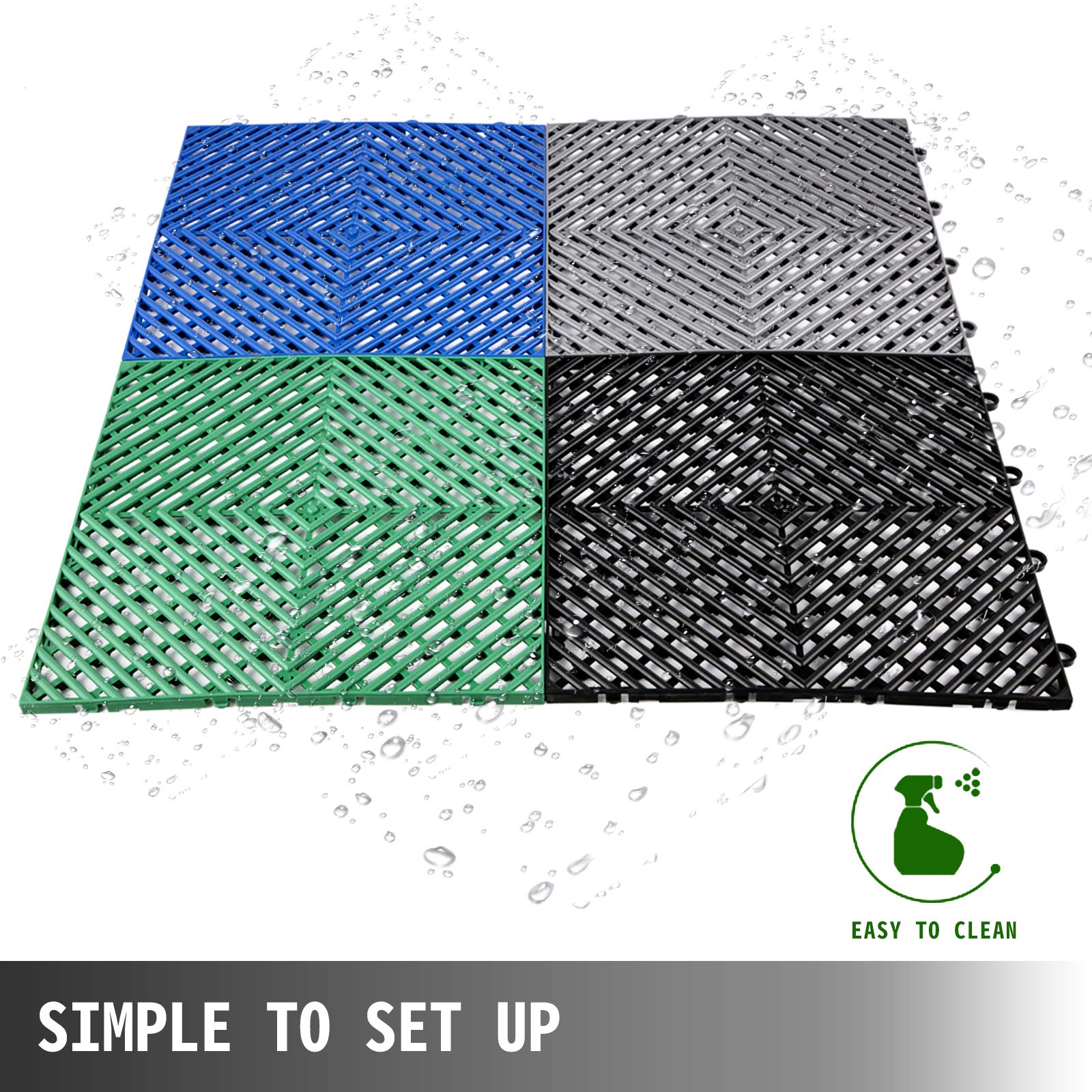 Happybuy Tiles Interlocking 25 PCS Gray, Drainage Tiles 12x12x0.5 Inches, Deck Tiles Outdoor Floor Tiles, Outdoor Interlocking Tiles, Deck Flooring for Pool Shower Bathroom Deck Patio Garage