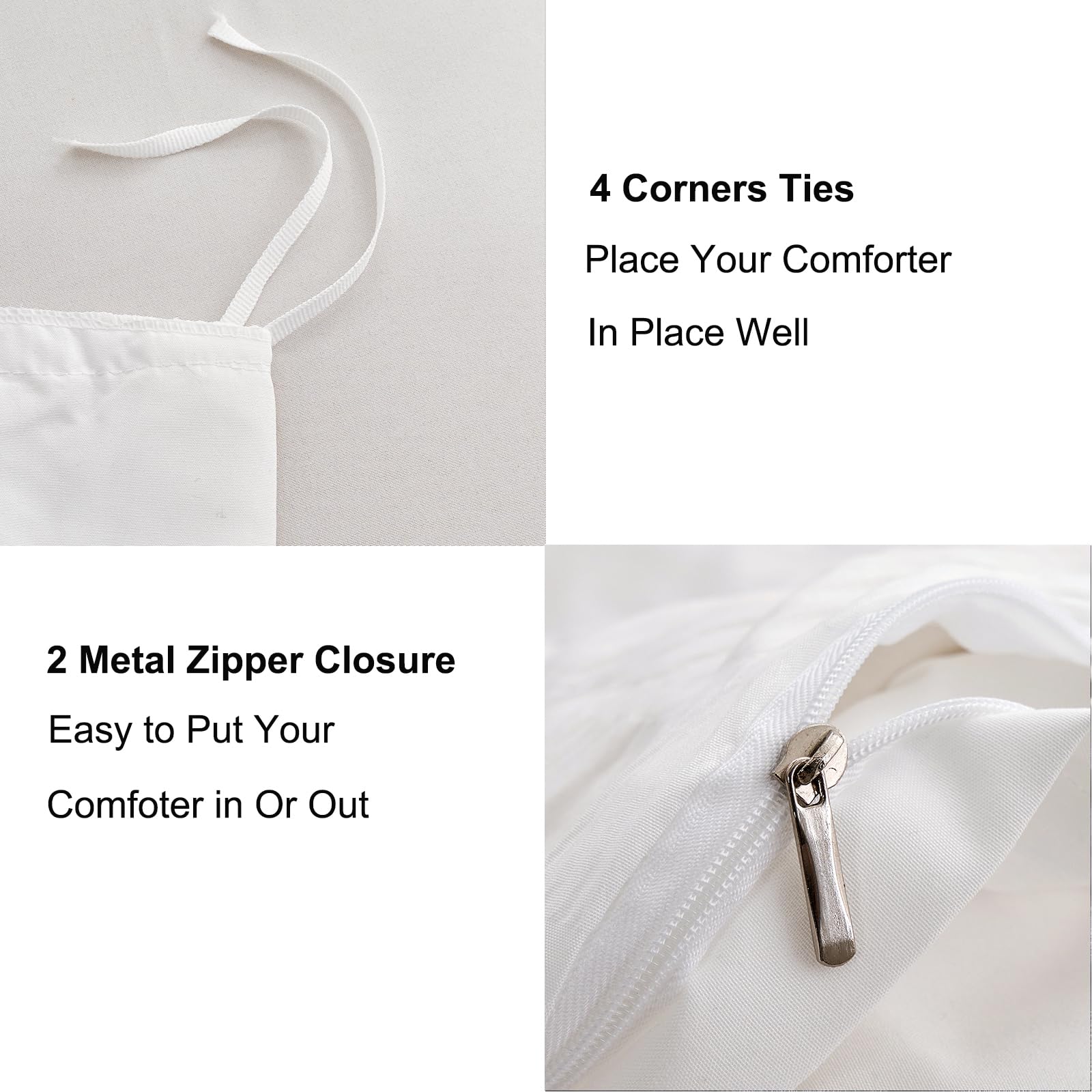 DuShow California King Duvet Cover White,3 Pieces Seersucker Duvet Cover Set,Soft Breathable Textured Cal King Bedding Set,Oversized King Comforter Cover Set for All Season