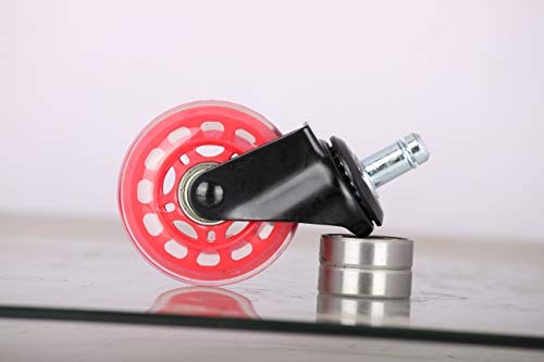 LPHY Office Chair Wheels (Set of 5) - 2.5'' Smooth Rolling Heavy Duty Casters - Safe for All Floors Including Hardwood - Universal Stem 7/16 Inch, Pink