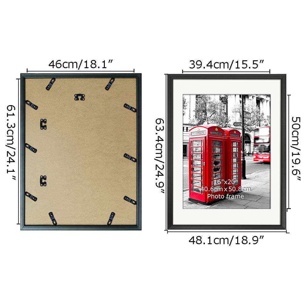 Giftgarden Black 18x24 Frame Matted to Display 16x20 Picture with Mat or 18 x 24 Poster without Mat, Set of 4