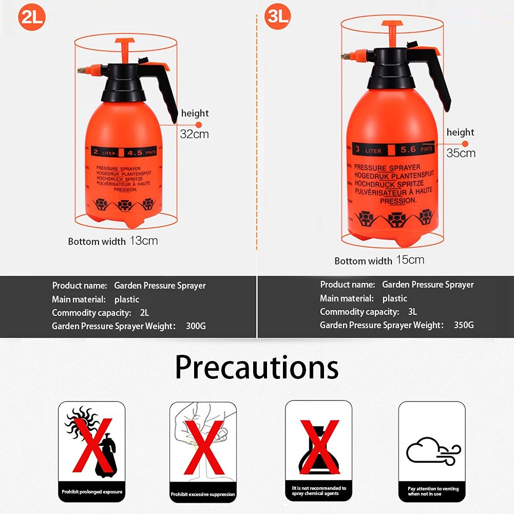 JoyTube Garden Pump Sprayer 68 oz/0.5 Gallon Hand-held Pressure Bottle with Brass Adjustable Nozzle for Watering Flower Lawn, Home Cleaning and Washing