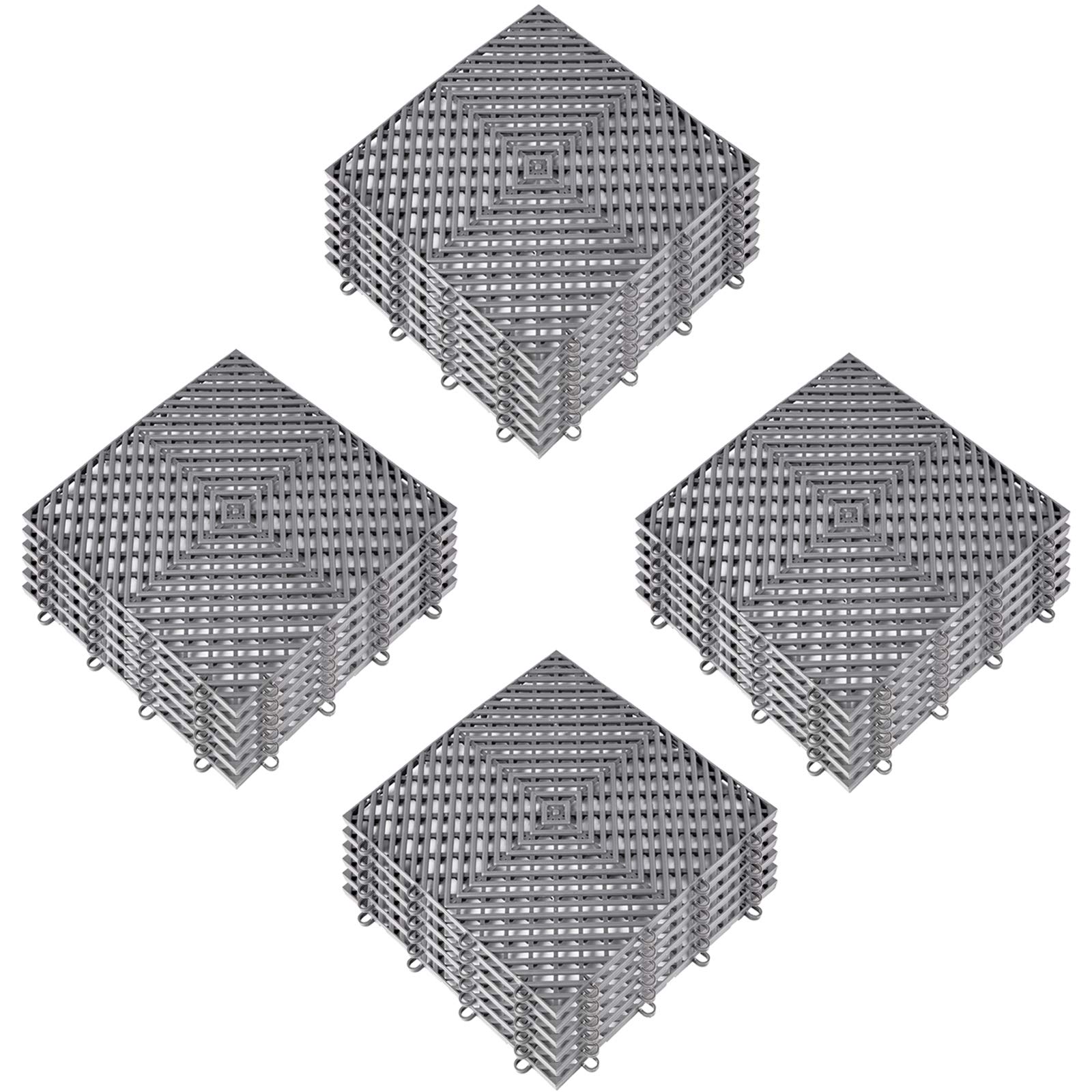 Happybuy Tiles Interlocking 25 PCS Gray, Drainage Tiles 12x12x0.5 Inches, Deck Tiles Outdoor Floor Tiles, Outdoor Interlocking Tiles, Deck Flooring for Pool Shower Bathroom Deck Patio Garage