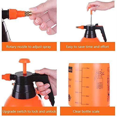 JoyTube Garden Pump Sprayer 68 oz/0.5 Gallon Hand-held Pressure Bottle with Brass Adjustable Nozzle for Watering Flower Lawn, Home Cleaning and Washing