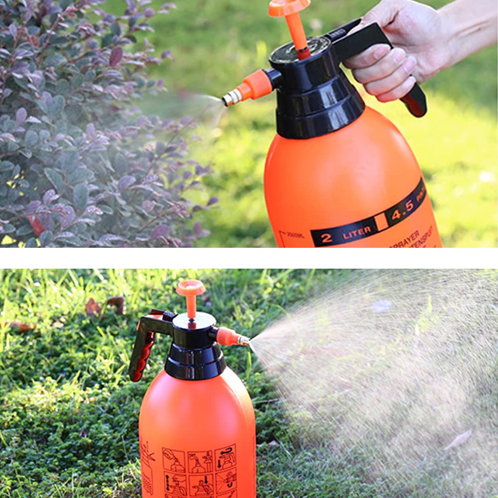 JoyTube Garden Pump Sprayer 68 oz/0.5 Gallon Hand-held Pressure Bottle with Brass Adjustable Nozzle for Watering Flower Lawn, Home Cleaning and Washing