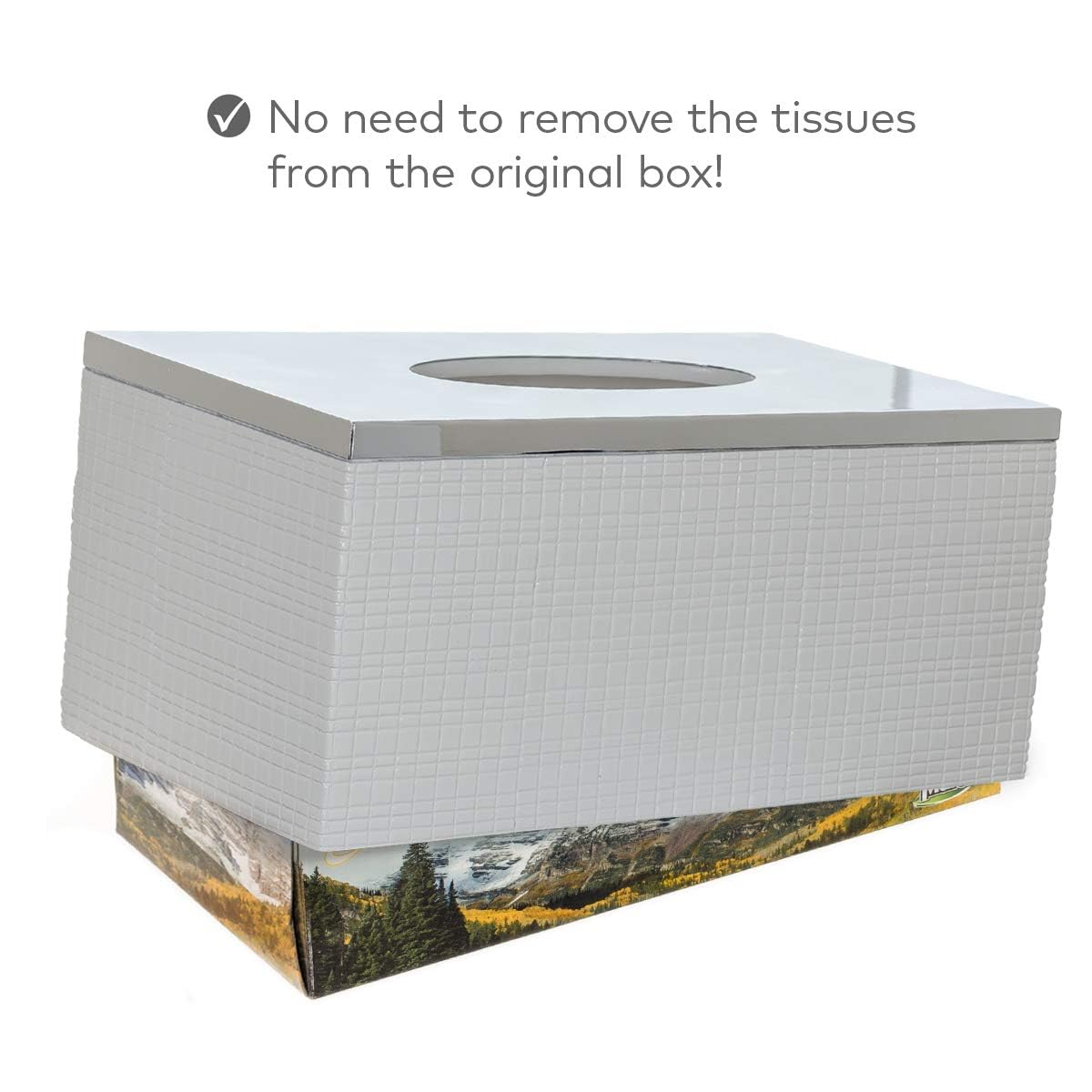 Creative Scents Estella Rectangle Tissue Box Cover - White Tissue Box Holder Rectangular - Decorative Tissue Holder for Bathroom - Elegant White Bathroom Accessories Decor