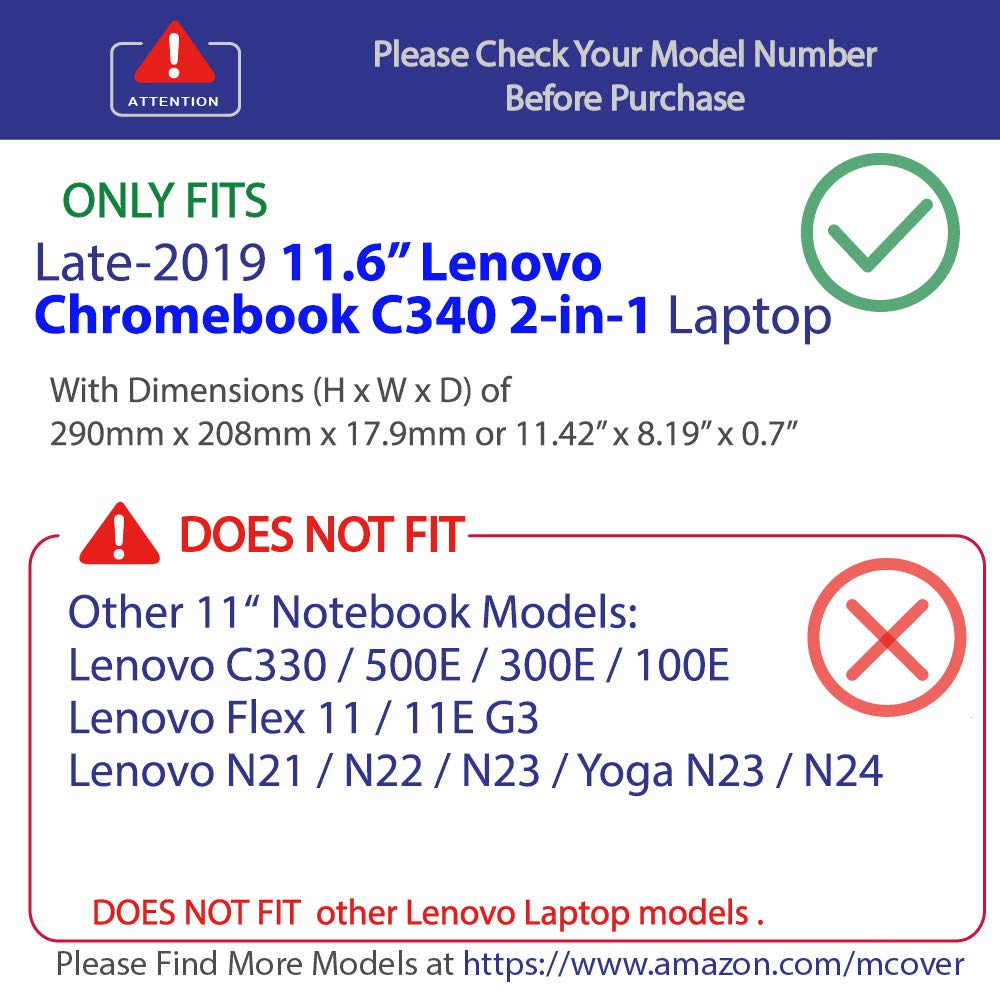 mCover Case Compatible for 2019~2021 11.6" Lenovo Chromebook C340 Series 2-in-1 Laptop Computers ONLY (NOT Fitting Any Other Lenovo Models) - Purple