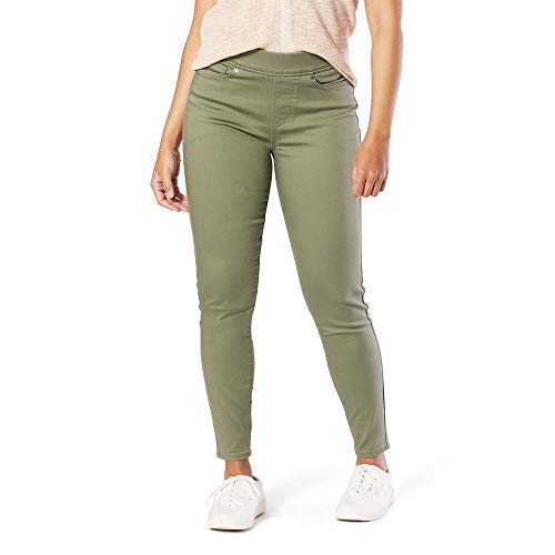 Levi Strauss Signature Gold Women's Totally Shaping Pull-on Skinny Jeans (Available in Plus Size), Deep Lichen Green, 4 Long