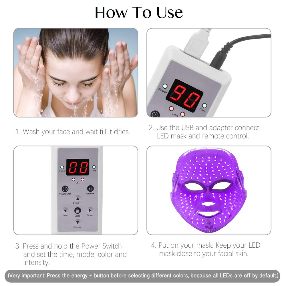 7 Colors Light Mask, Home Light T herapy Facial Mask (7 Colors)