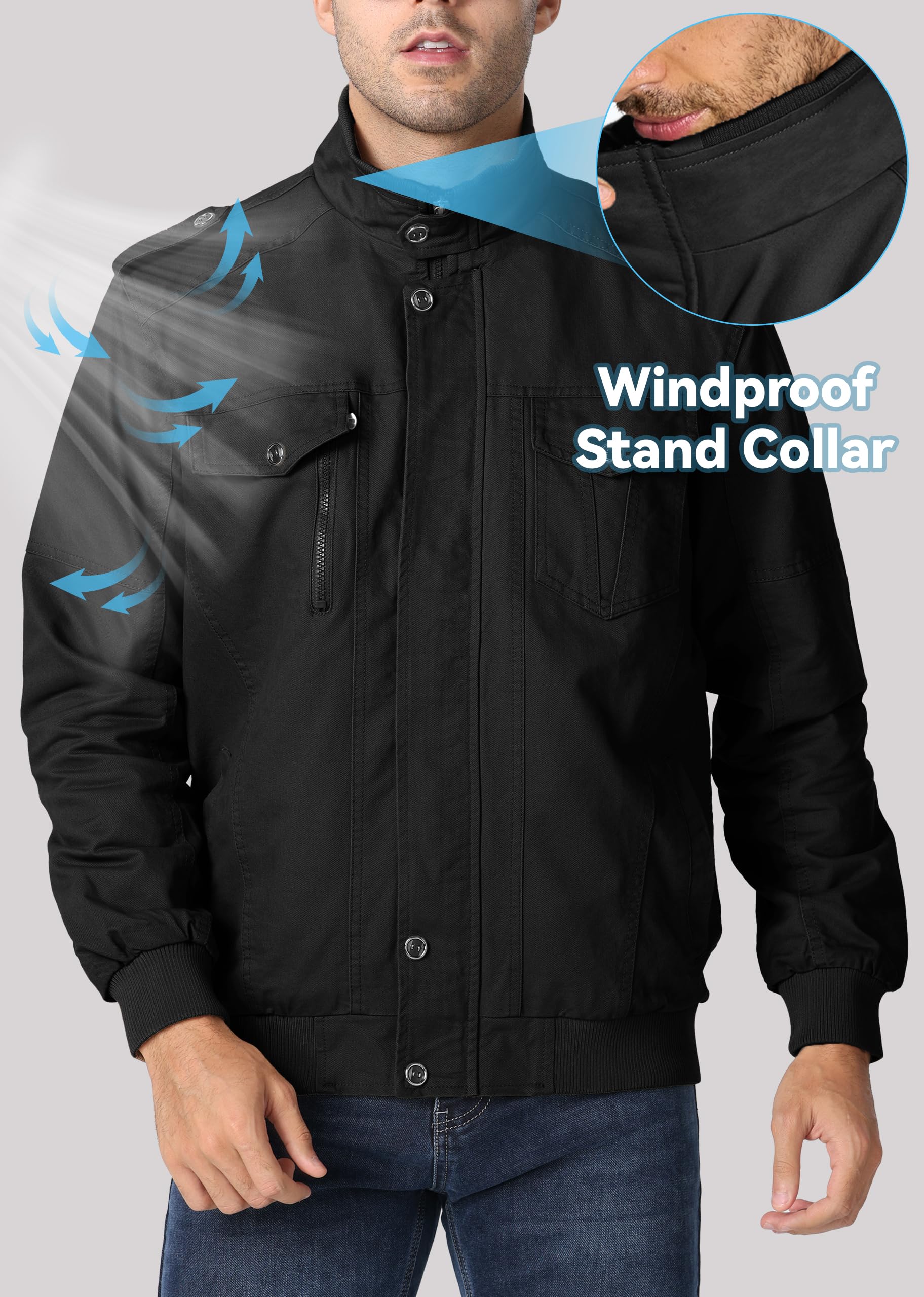 EKLENTSON Mens Winter Jacket Fleece Lined Jacket Military Jacket Men Windproof Jackets Outdoor Jacket Men Fall Jacket for Men