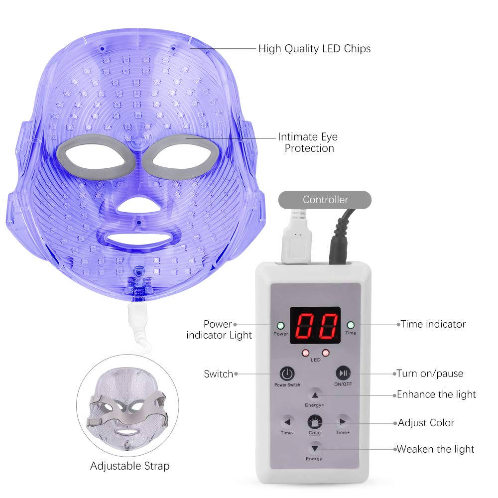 7 Colors Light Mask, Home Light T herapy Facial Mask (7 Colors)