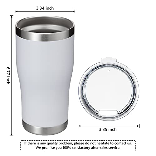 MEWAY 20oz Stainless Steel Tumblers 12 Pack Bulk, Vacuum Insulated Coffee Cup with Lid,Double Wall Powder Coated Travel Mug Gift,Thermal Cups Keep Drinks Cold & Hot(White,Set of 12)