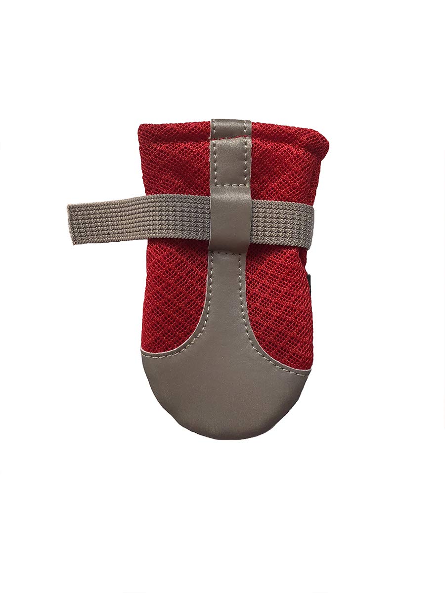 LONSUNEER Dog Boots for Small Dogs Soft Reflective and Nonslip Set of 4 (Small, Red)