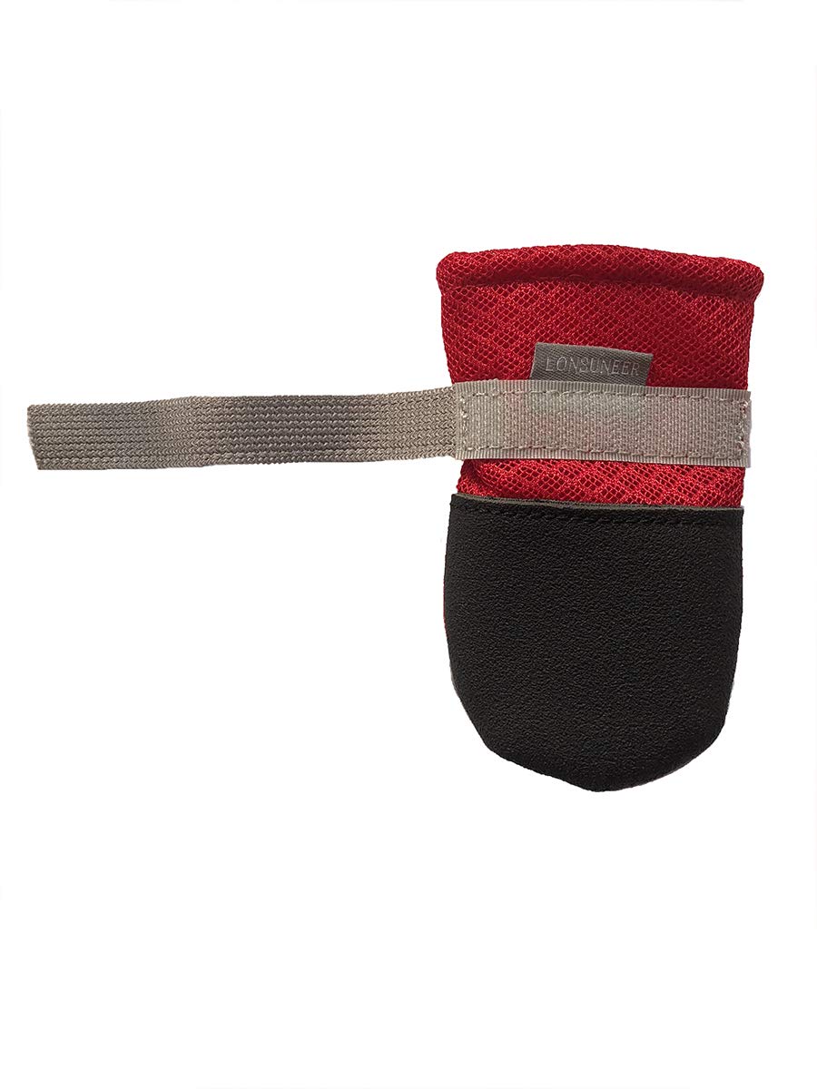 LONSUNEER Dog Boots for Small Dogs Soft Reflective and Nonslip Set of 4 (Small, Red)