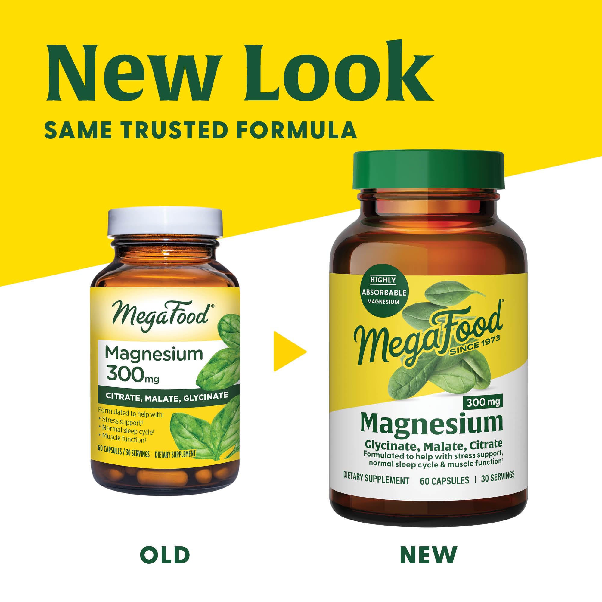 MegaFood Magnesium 300 mg - Highly absorbable blend of Magnesium Glycinate, Magnesium Citrate & Magnesium Malate to Help Support Heart, Nerve Health and Relaxation - 60 Capsules (30 Servings)