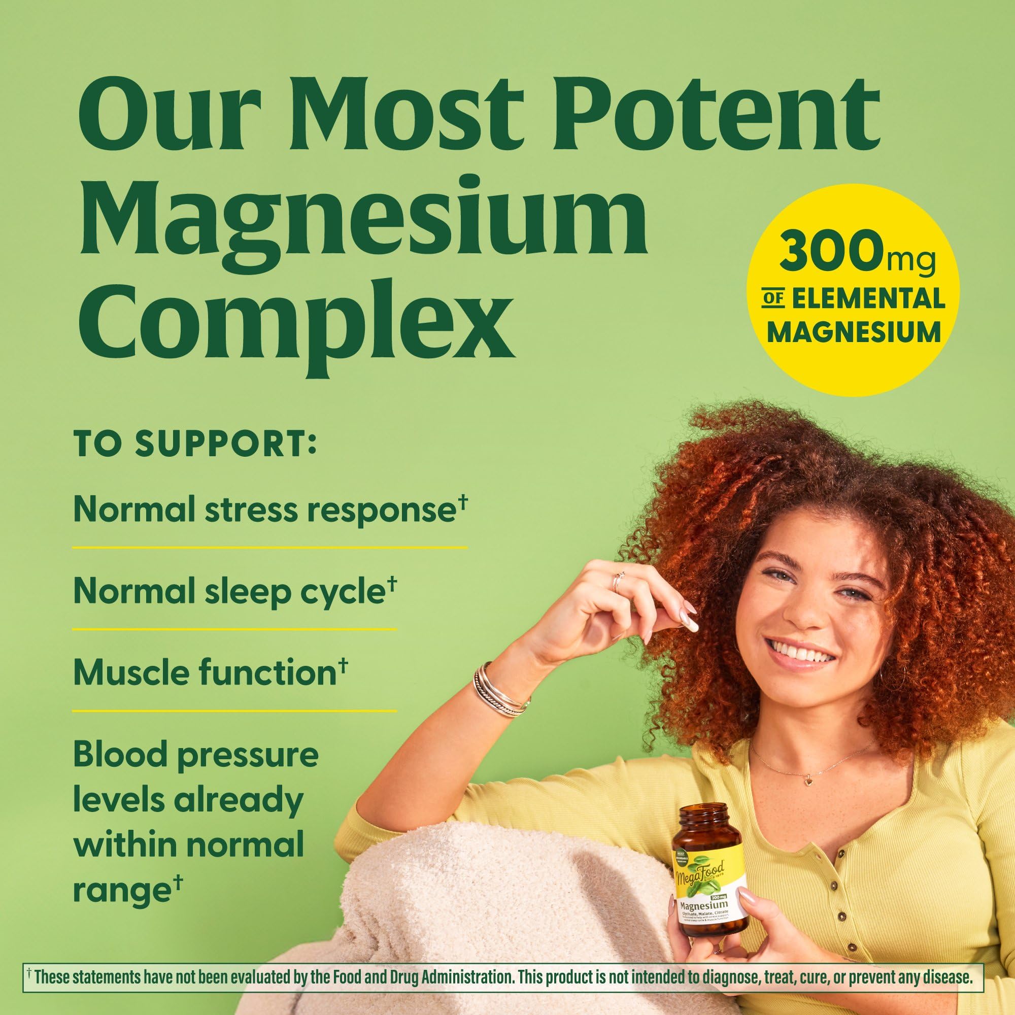 MegaFood Magnesium 300 mg - Highly absorbable blend of Magnesium Glycinate, Magnesium Citrate & Magnesium Malate to Help Support Heart, Nerve Health and Relaxation - 60 Capsules (30 Servings)