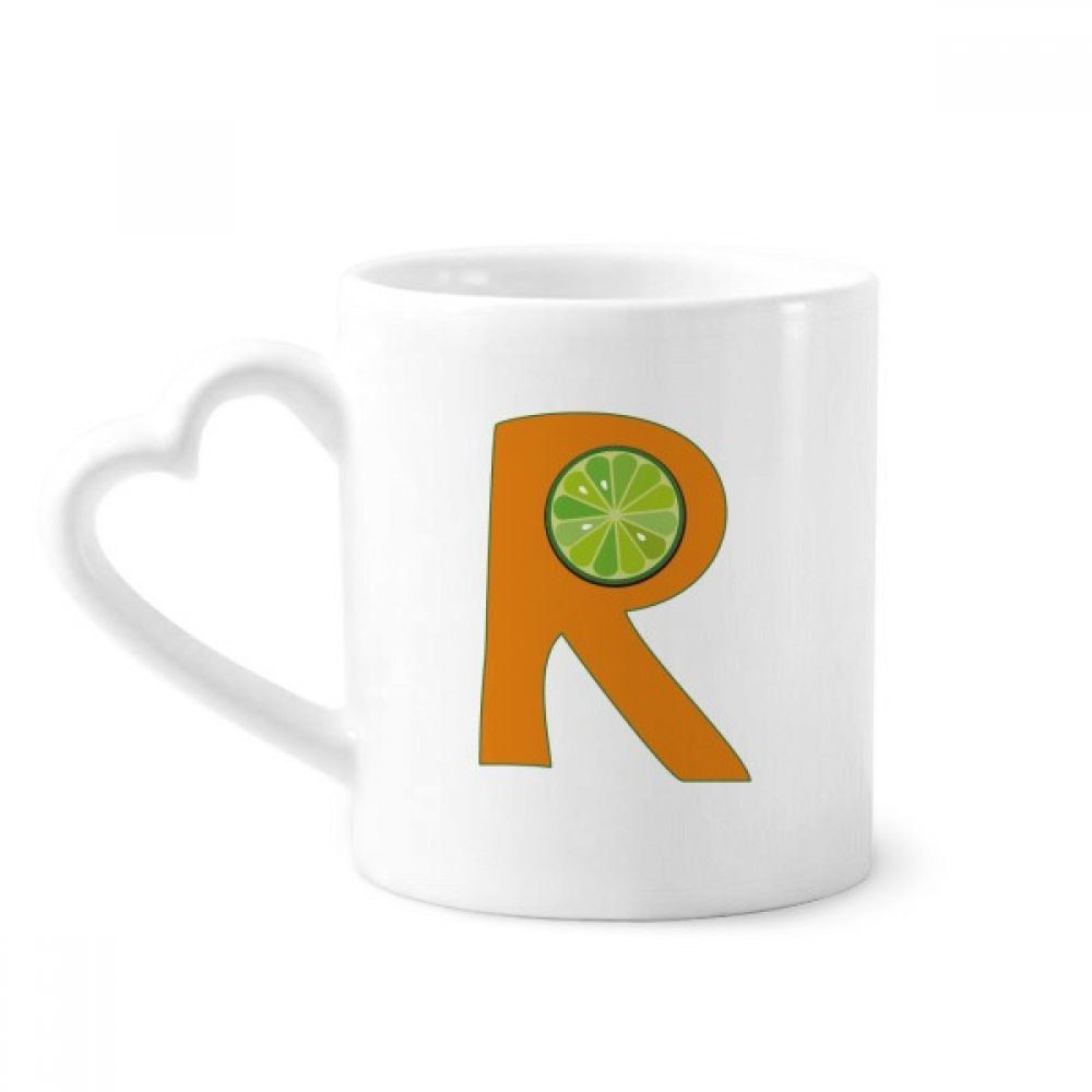 R Alphabet Orange Fruit Mug Coffee Ceramic Drinkware Glass Heart Cup