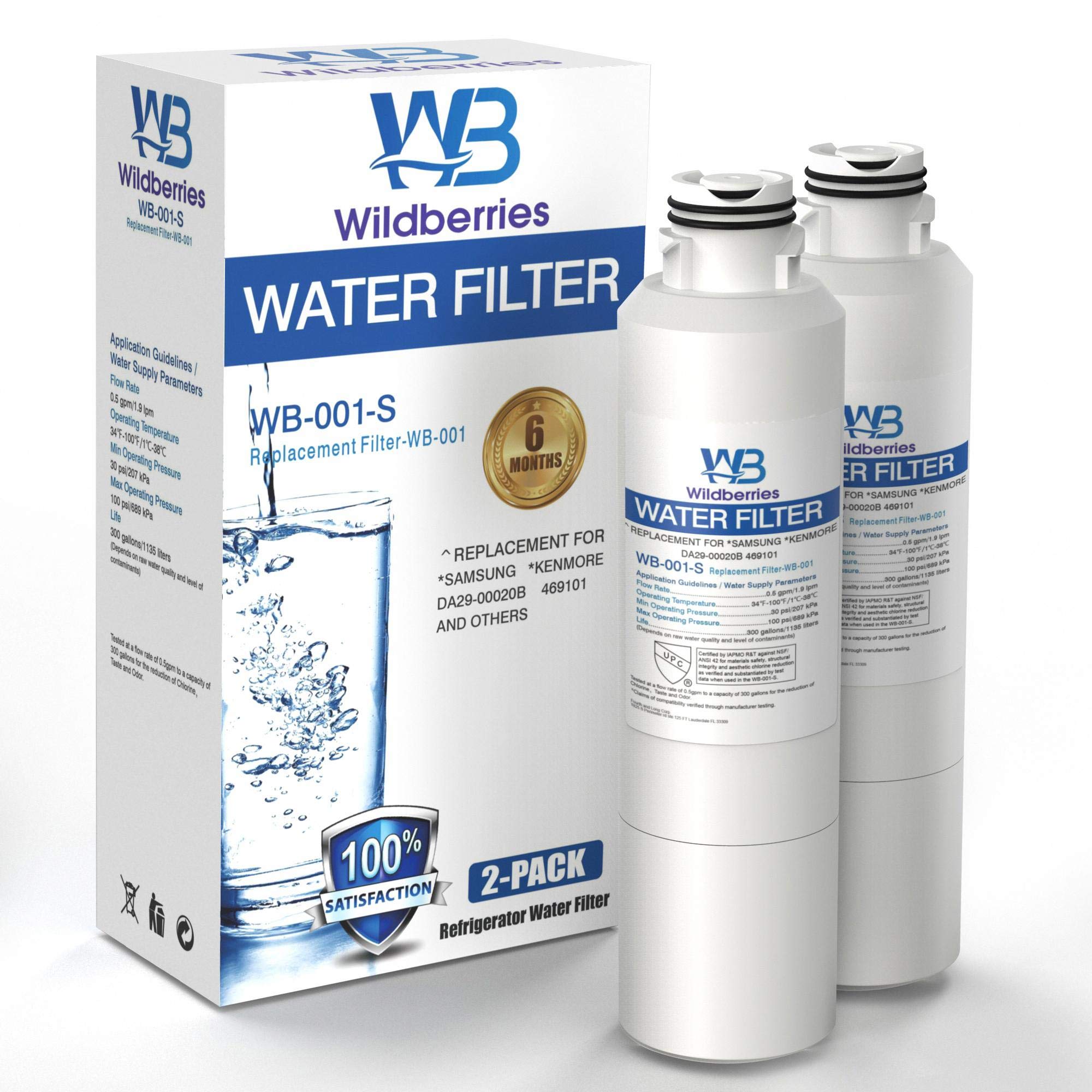 Wildberries RF28JBEDBSG/AA Replacement for Samsung Refrigerator Water Filter Compatible with Samsung RF28JBEDBSG/AA, HAF-CIN, HAF-CIN/EXP, DA29-00020A, DA97-08006A, Kenmore 46-9101, Pack of 2