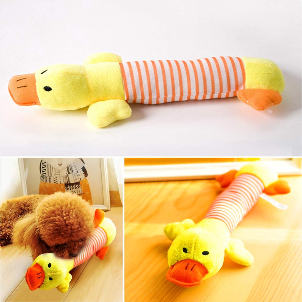 Cute Pet Dog Cat Plush Squeak Sound Dog Toys Funny Fleece Durability Chew Molar Toy Fit for All Pets Elephant Duck Pig (E)