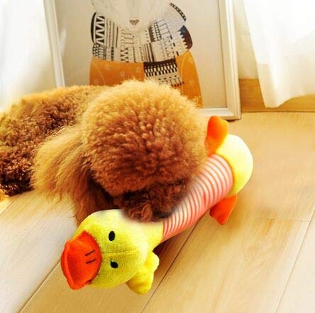 Cute Pet Dog Cat Plush Squeak Sound Dog Toys Funny Fleece Durability Chew Molar Toy Fit for All Pets Elephant Duck Pig (E)