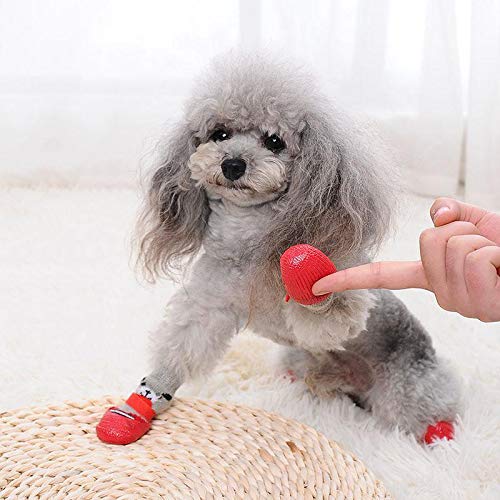 AblePet Dog Boots Waterproof Shoes Breathable Socks, with Anti-Slip Sole and Adjustable Magic Tape All Weather Protect Paws Only Fit for Small Dog(4Pcs)(Red, M)
