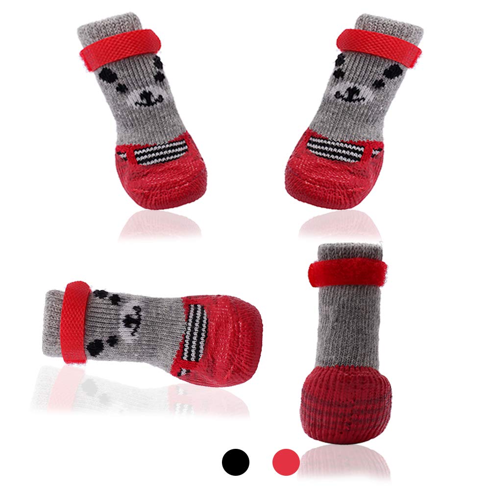 AblePet Dog Boots Waterproof Shoes Breathable Socks, with Anti-Slip Sole and Adjustable Magic Tape All Weather Protect Paws Only Fit for Small Dog(4Pcs)(Red, M)
